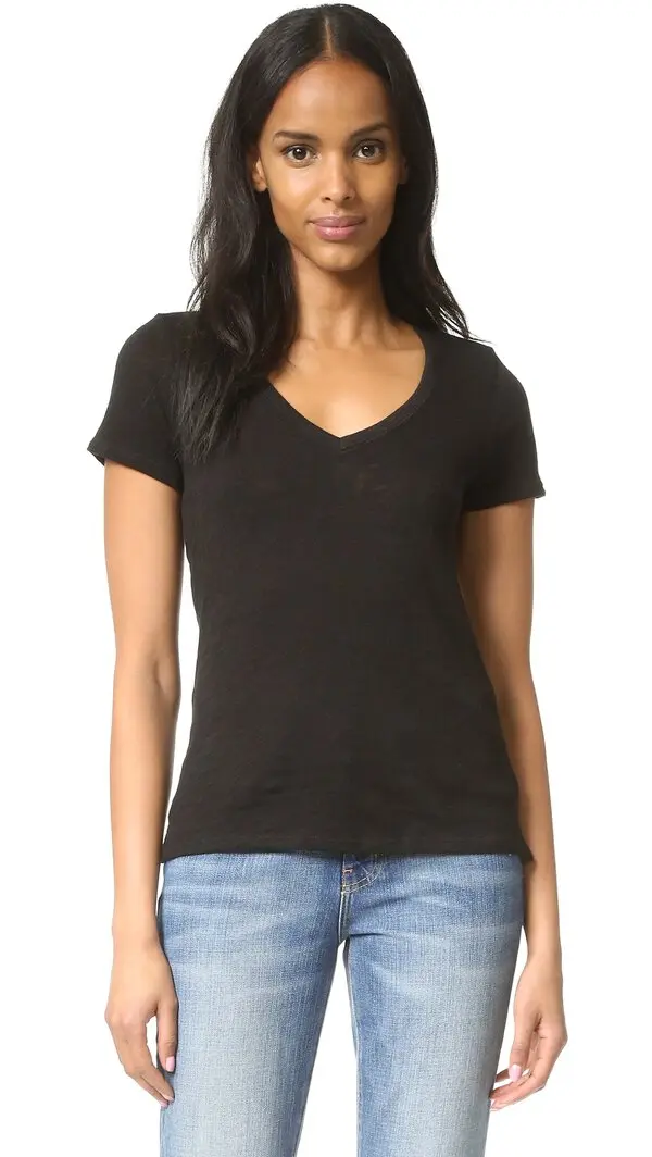 ATM Anthony Thomas Melillo Schoolboy V-neck Tee - Black
