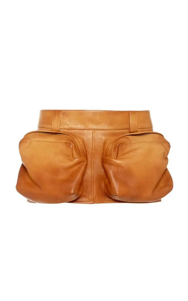 Miu Miu Leather Mini Skirt - Brown