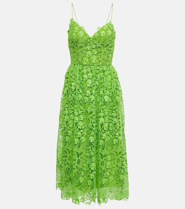 Monique Lhuillier Lace Midi Dress In Green - 60% Off | Editorialist