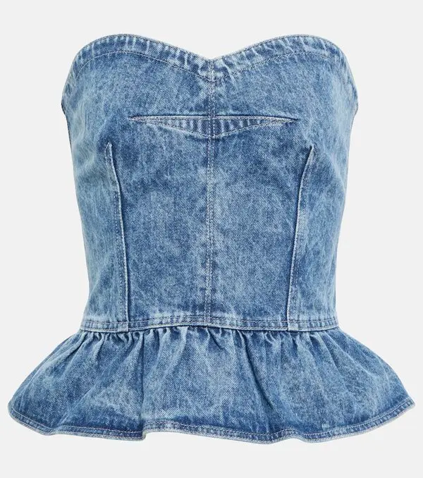 MARANT ETOILE Solizinia Ruffle-trimmed Top - Blue