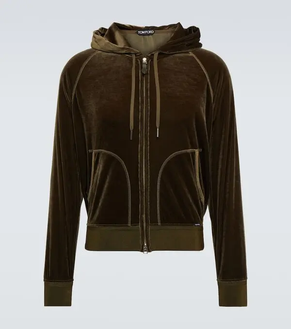Tom Ford Velour Zipped Hoodie In Brown 30% Off Editorialist