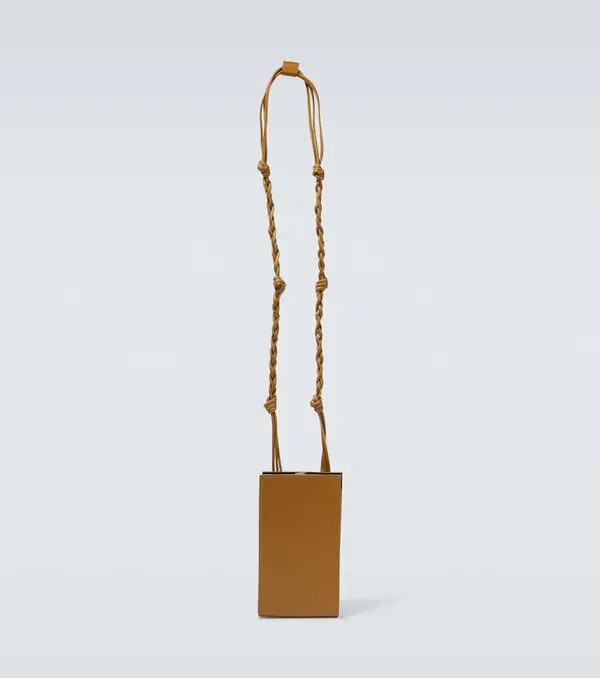 JIL SANDER Embossed Leather Phone Pouch - Orange