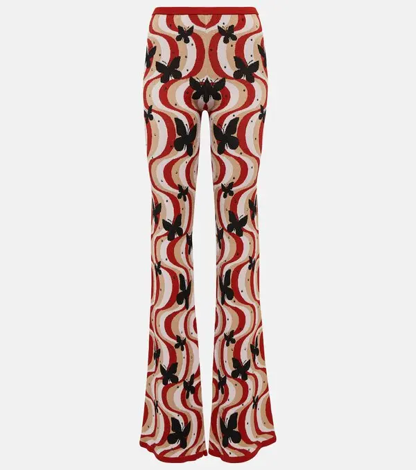 Alessandra Rich Printed High-rise Flare Pants