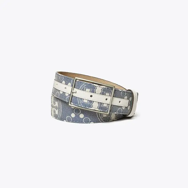 Tory Burch Denim Monogram Belt Tory Burch monogram-print Denim Belt | Blue | FARFETCH BN main image 3