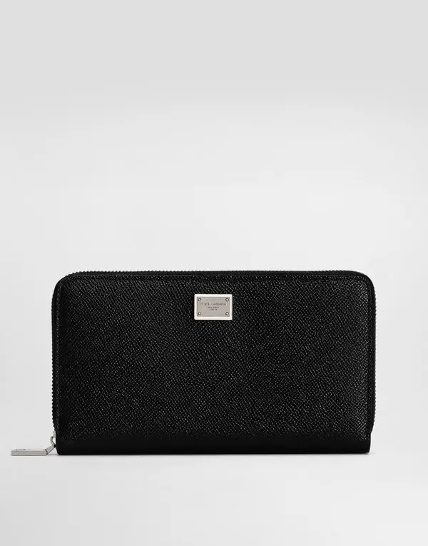 Dolce & Gabbana Calfskin Zip-around Wallet With Branded Plate