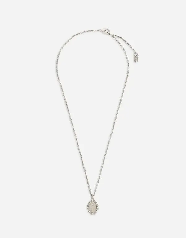 Dolce & Gabbana Palladium Necklace With Crystal Pendant - Silver