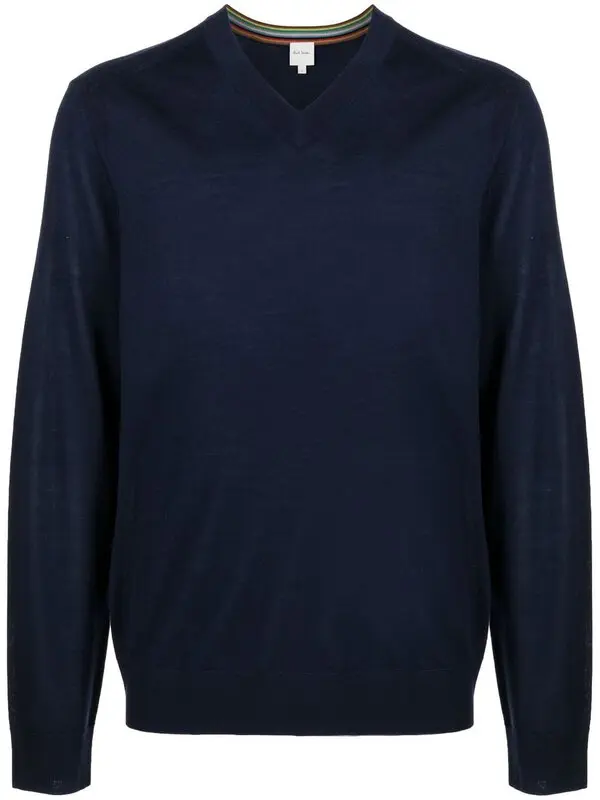 Paul Smith Knitted V-neck Jumper - Blue