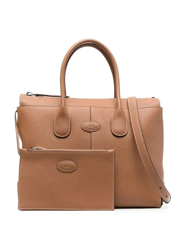 TOD'S Tonal-logo Leather Tote - Brown