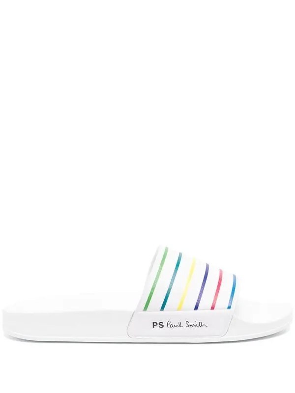 Buy Paul Smith Summit Sports Stripe Slides - White At 21% Off ...