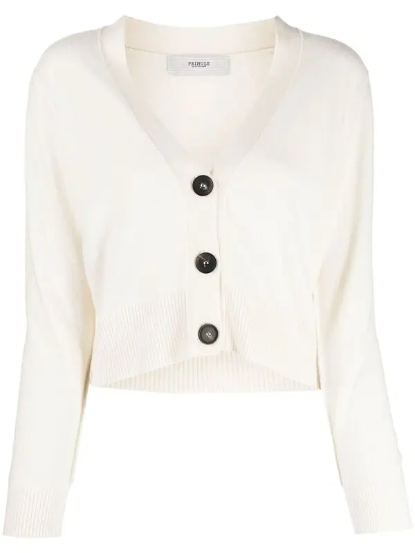 Pringle Of Scotland Cropped Cashmere Cardigan - White