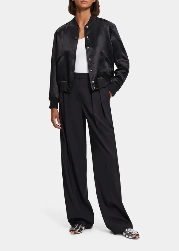 Buy Theory Classic Satin Varsity Jacket - Blk At 70% Off | Editorialist