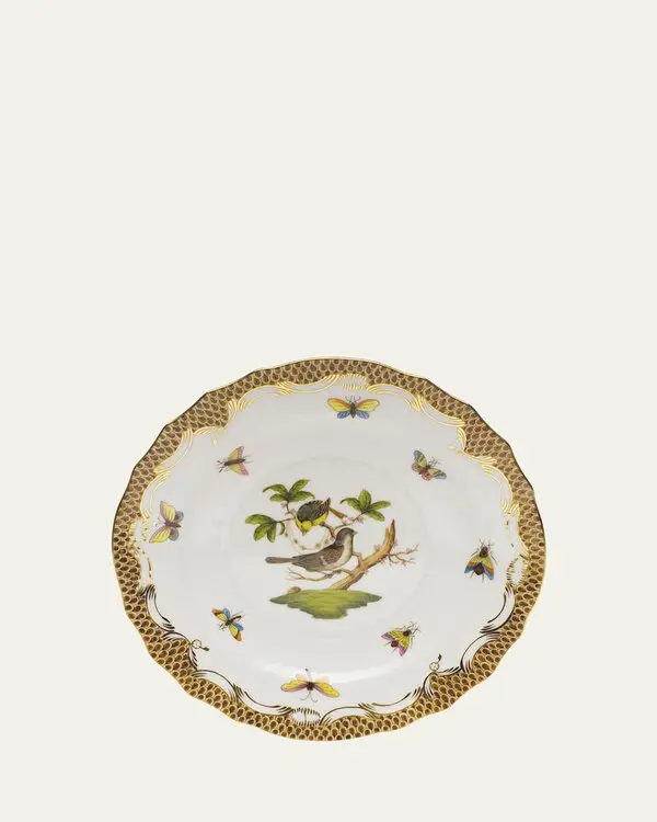HEREND Rothschild Bird Borders Brown Salad Plate #1