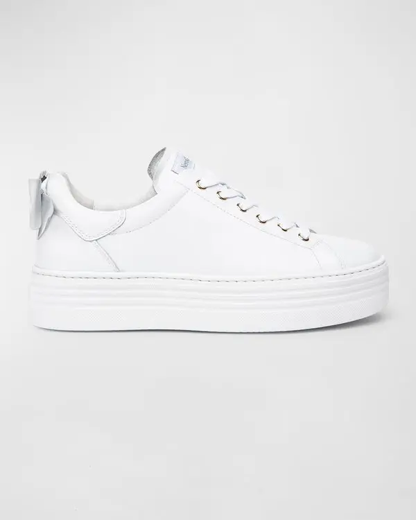 NEROGIARDINI Leather Skater Sneaker With Bow Detailing - White
