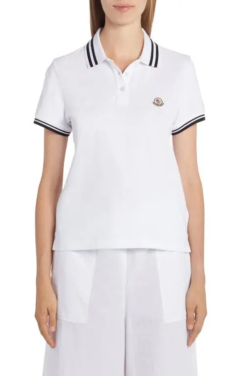 Moncler Tipped Piqué Polo - White