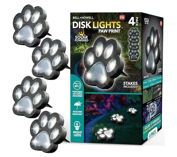 BELL & HOWELL Bell + Howell 6 Led Outdoor Solar Powered Paw D Sk Lights 4pk