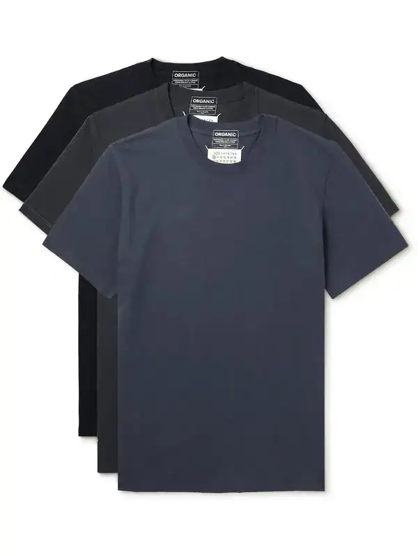 Maison Margiela Three-Pack Cotton-Jersey T-Shirt Xs In Blue - 30 