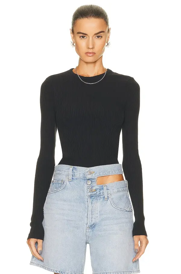 AGOLDE Alma Shrunken Crew Neck Tee - Black