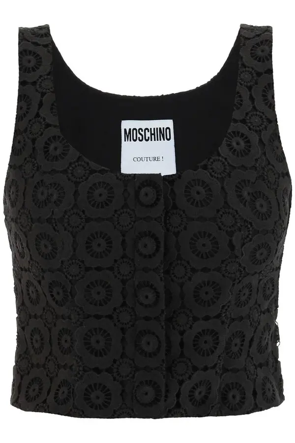 Buy Moschino Macramé Lace Bustier Top - Black At 35% Off | Editorialist