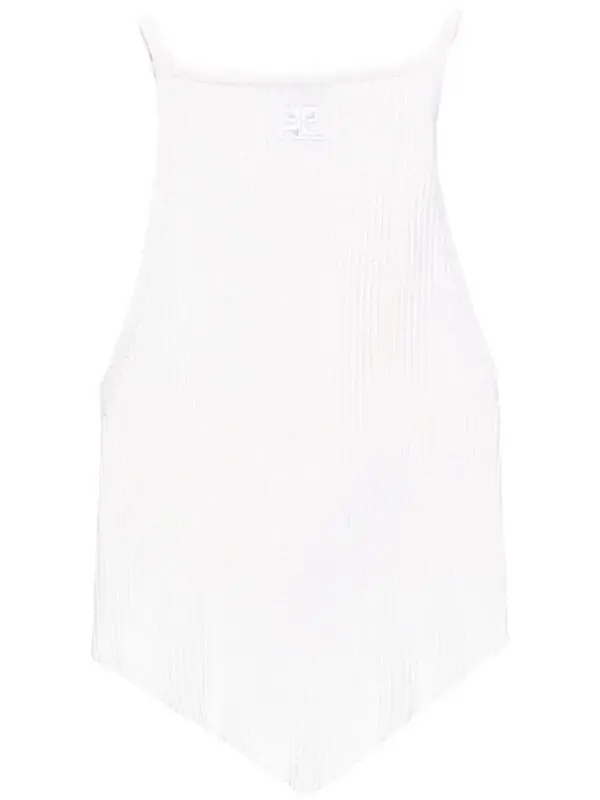COURREGES Pointy Rib-knit Tank Top - White