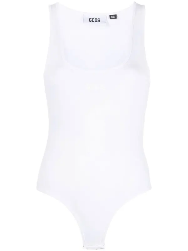 Gcds Logo-print Sleeveless Bodysuit - White