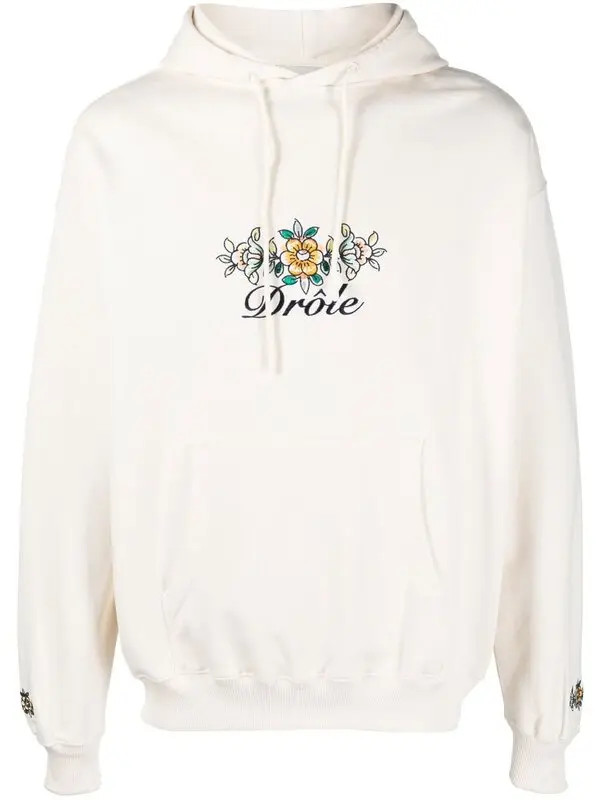 パーカー・フーディ Drole de Monsieur Logo Embroidered Floral Hoodie Cream Drole De Monsieur Floral-Embroidered Hoodie In Neutrals - 55