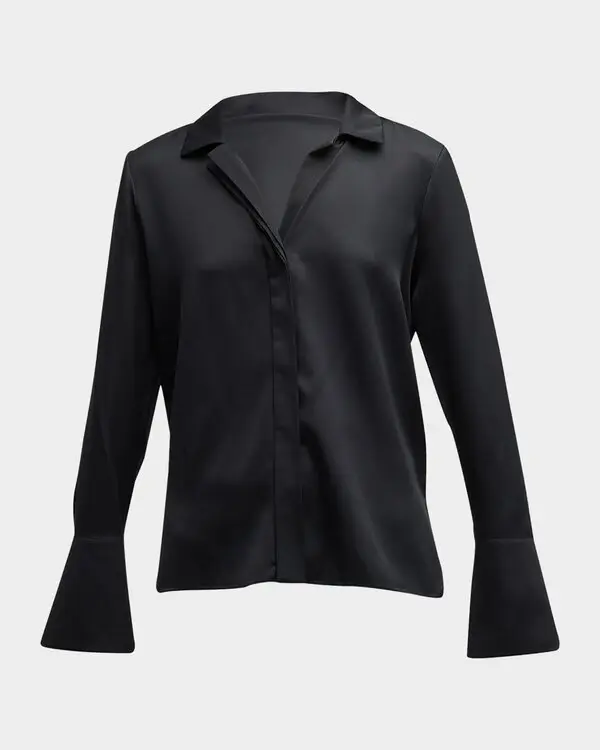 Kobi Halperin Liv Stretch Silk Blouse - Black