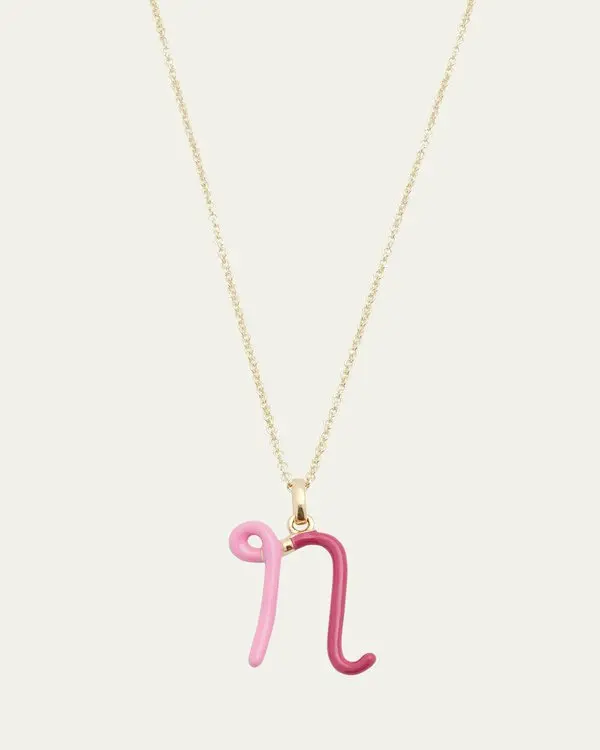 Bea Bongiasca Letter Pendant Necklace With Enamel - Multi