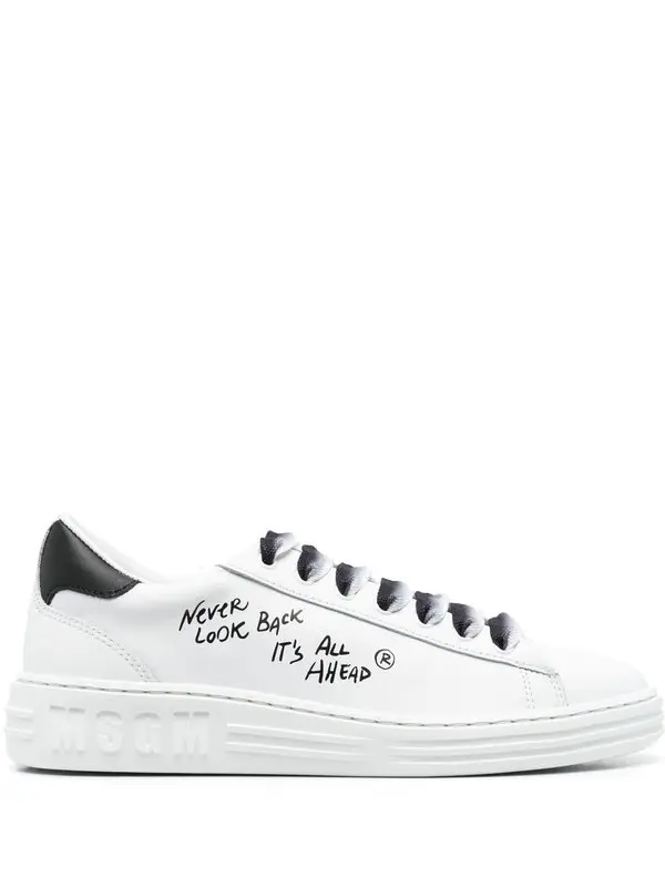 MSGM Slogan-print Leather Sneakers