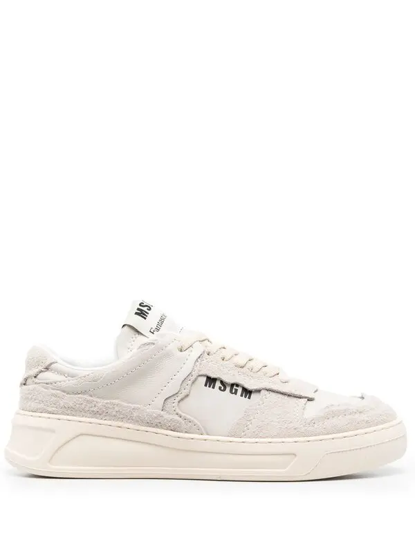MSGM Logo-print Leather Sneakers - Neutrals