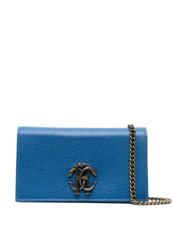 Roberto Cavalli Mirror Snake Mini Shoulder Bag In Blue 50% Off