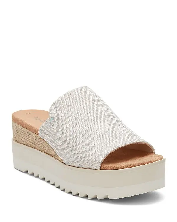 Toms Diana Mule Platform Wedge Sandals - Natural