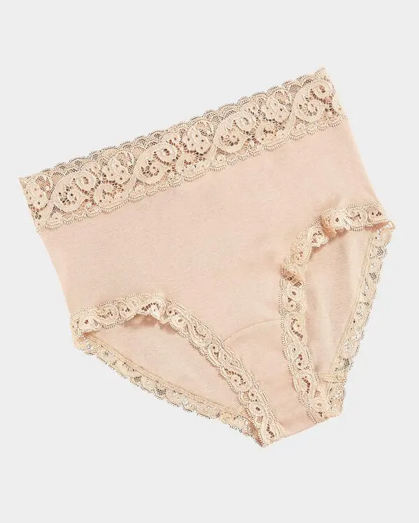 Hanro Moments Lace-trim Full Brief - Skin