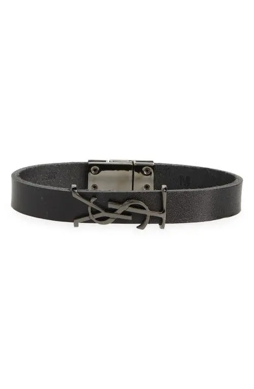 Saint Laurent Leather Bracelet - Nero