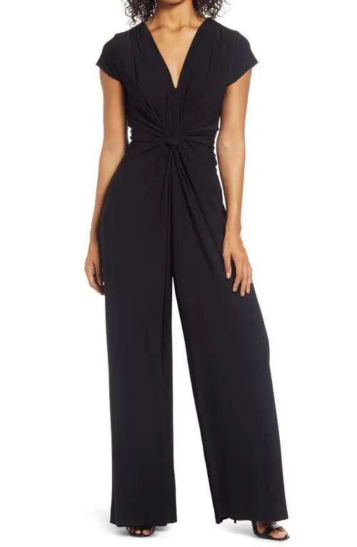 Vince Camuto Twist Front Jersey Jumpsuit - Black