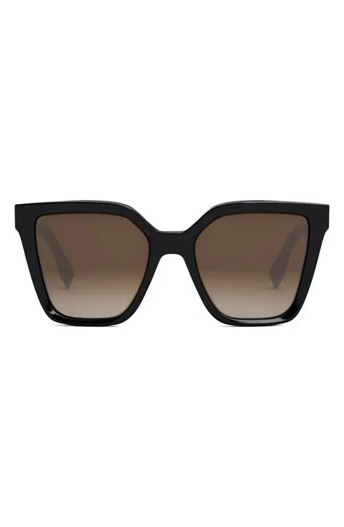 Fendi 55mm Geometric Sunglasses - Shiny Black/gradient Brown