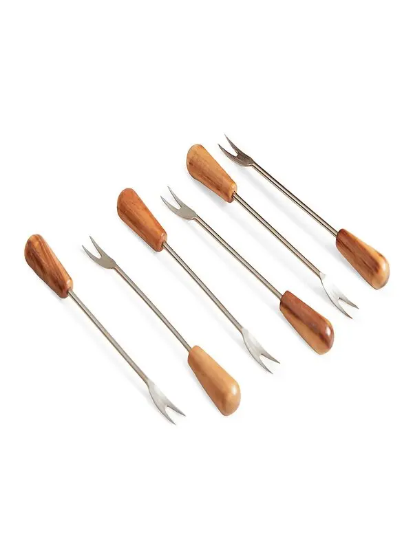 VERVE CULTURE Italian Wood Aperitivo Forks Set Of 6 - Olive | Editorialist