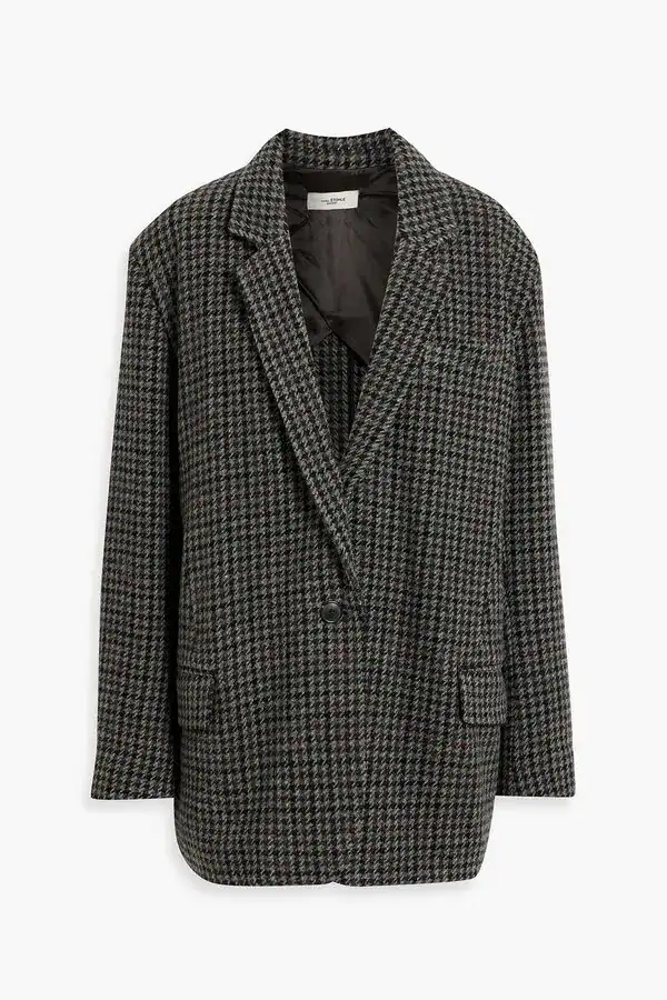 Isabel Marant Kaito Oversized Houndstooth Wool-Tweed Blazer Fr 40