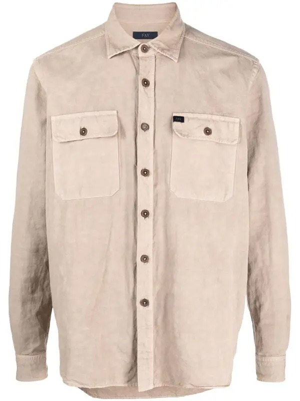 FAY Logo-patch Button-up Shirt