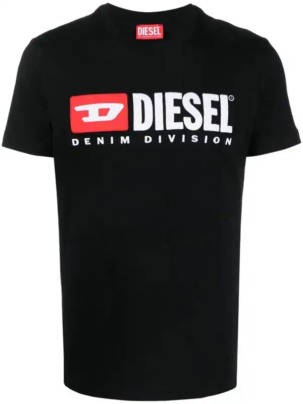 Diesel T-Diegor-Div Logo-Embroidered T-Shirt In Black 29% Off