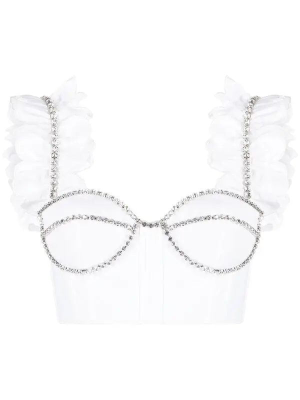 AREA Crystal-embellished Top - White
