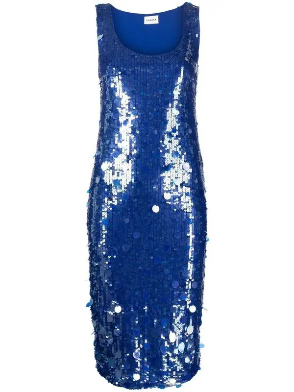 princess polly baby blue dress P.A.R.O.S.H Sequinned Midi Dress In Blue - 40% Off
