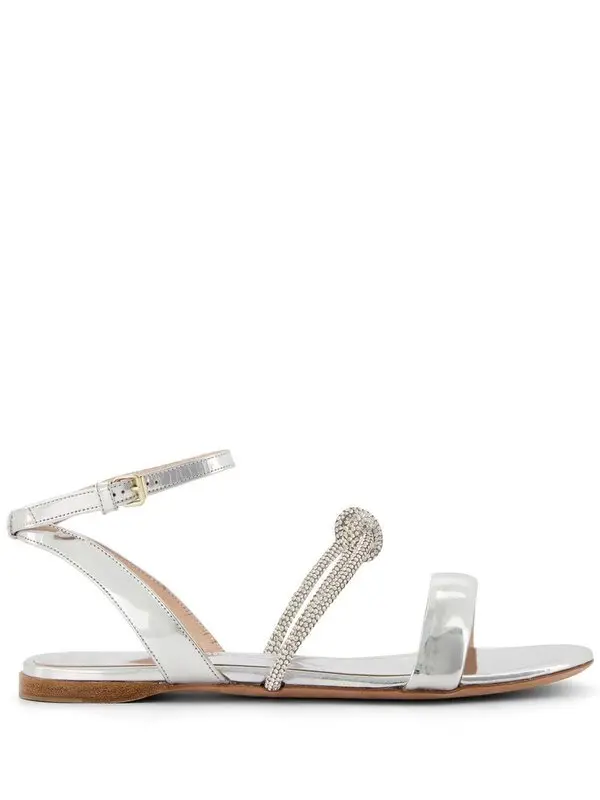 Giambattista Valli Crystal Bow Flat Sandals