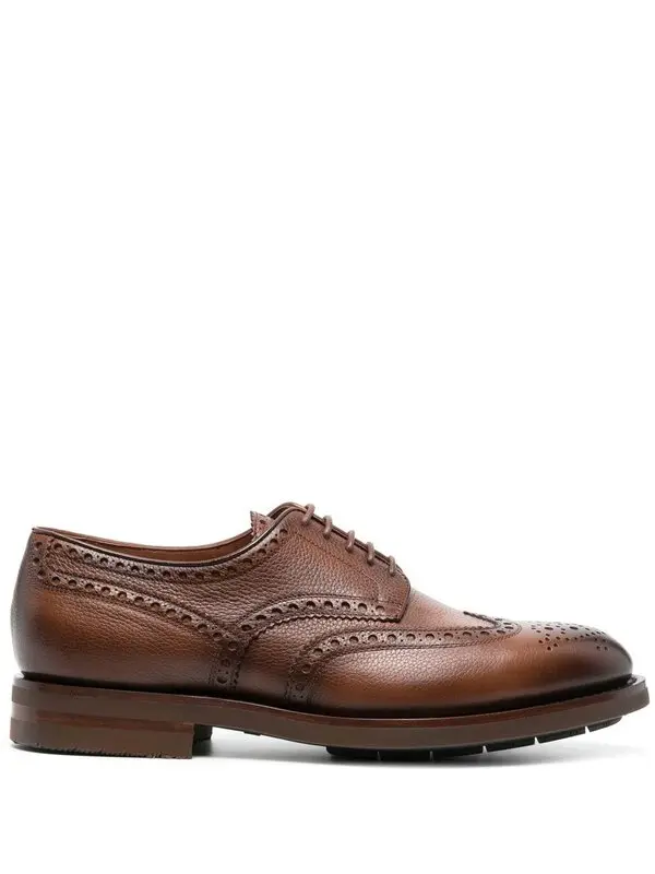Santoni Leather Derby Shoes - Brown