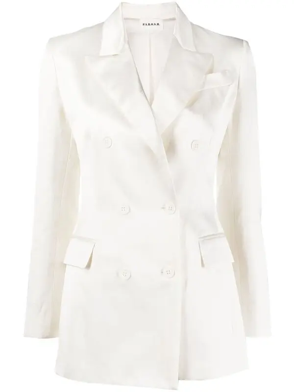 P.a.r.o.s.h Satin Double-breasted Blazer - White