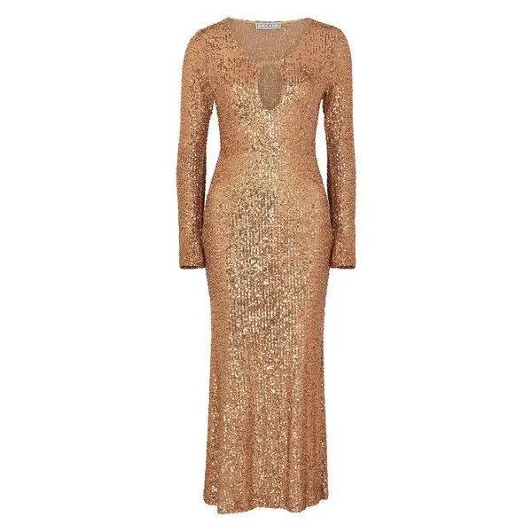 In The Mood For Love Sublime Sequin-Embellished Midi Dress - Bronze |  Editorialist