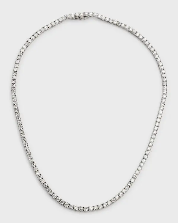 Neiman Marcus 18k Diamond Tennis Necklace - White Gold