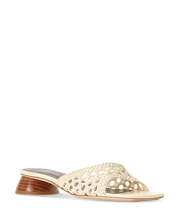 Staud Simone Crochet Low Heel Sandals - Cream