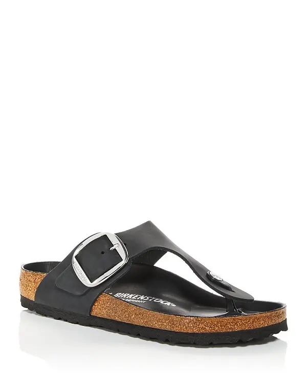 BIRKENSTOCK Gizeh Big Buckle Thong Sandals - Oiled Nubuck Black