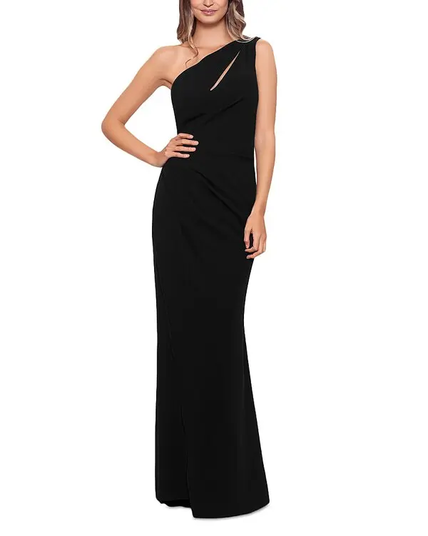Aqua Cutout One Shoulder Gown - Black