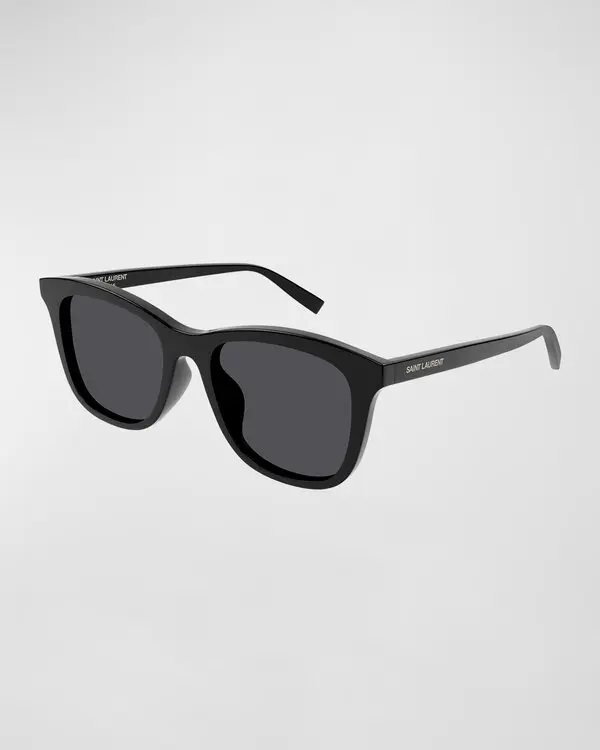 Saint Laurent Logo Square Sunglasses - Shiny Solid Black
